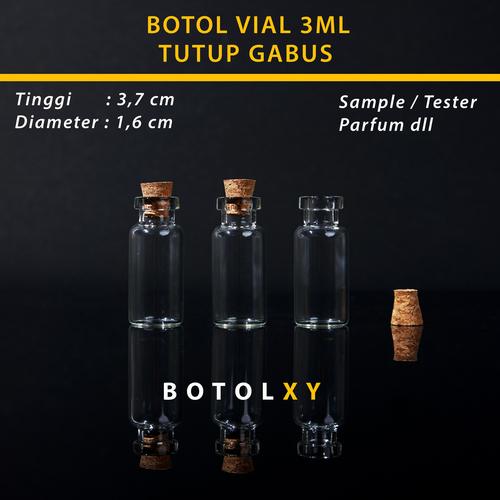 Jual Botol Vial 3ml Parfum Tutup Kayu Gabus Kaca model Cork Tester ...