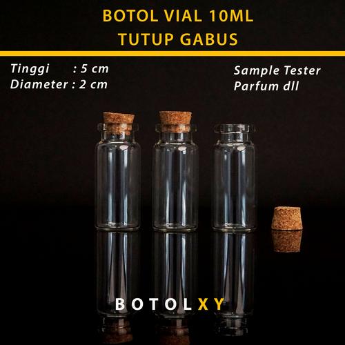 Jual Botol Vial 10ml Parfum Tutup Kayu Gabus Kaca model Cork Tester ...