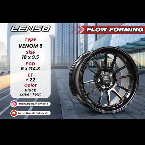 Jual VELG LENSO VENOM 5 PCD 5 BLACK GLOSSY INNOVA REBORN BRAND NEW ...
