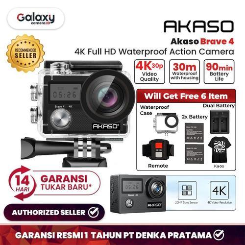 Promo Akaso Brave 4 Action Cam 4K Full HD Waterproof With Remote Resmi ...