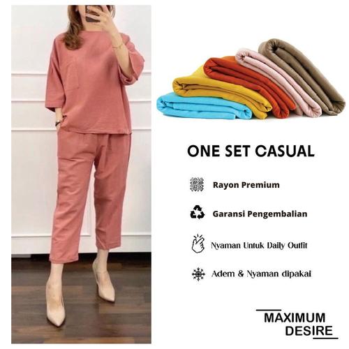 Promo ONE SET CASUAL JUMBO RAYON WANITA KEKINIAN | ONE SET PIYAMA ...