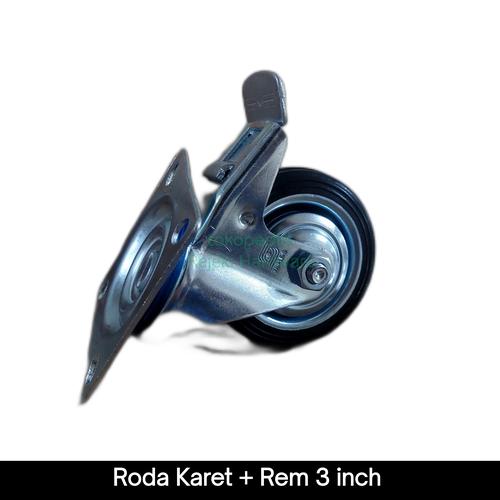 Jual Roda Rem gerobak / Trolley / Troli 3 inch Hidup Rem - Kota ...