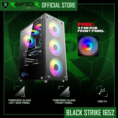 Jual Casing PC Raptor Black Strike 1652 free 3 fan RGB ATX - Kota ...