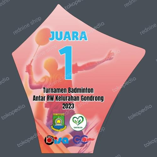Jual Plakat Akrilik Custom/Piala Badminton/paket juara/alas susun hitam ...