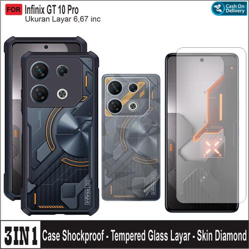Jual Paket 3in1 Infinix GT 10 Pro Case Shockproof + TG Layar + Skin ...
