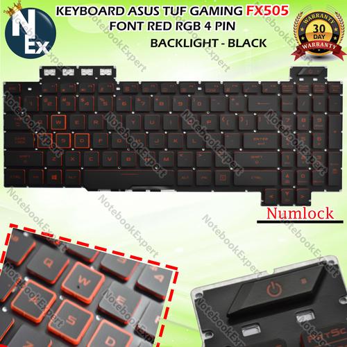 Jual KEYBOARD ASUS TUF GAMING FX505 FONT RED 4 PIN BACKLIGHT - BLACK ...