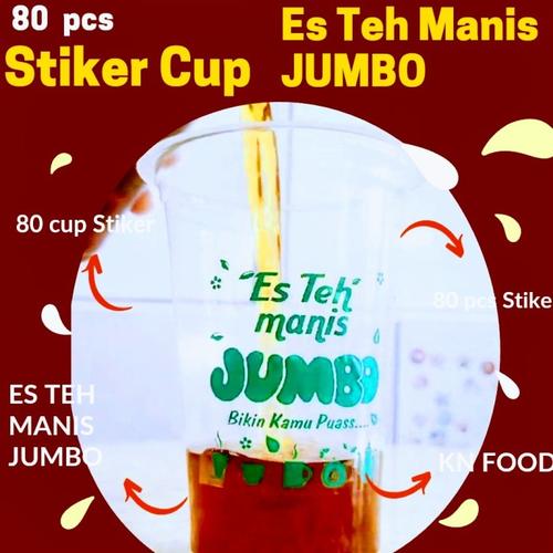 Jual Stiker label nama cup es teh jumbo 80 pcs stiker es teh jumbo ...