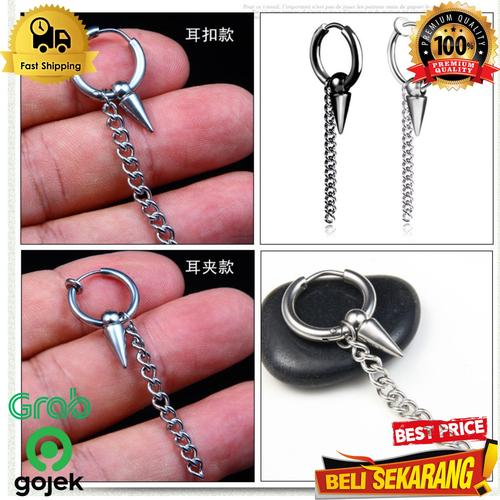 Promo Anting Pria Jepit Tanpa Tindik Korea Anting Tindik Pria Panjang ...