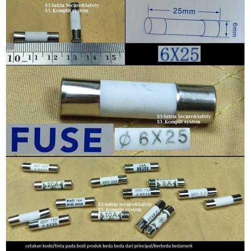 Jual Sekering AC Fuse Keramik 10A 6x25 mm sekring ceramic 250V sikring ...