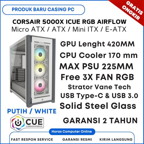 Jual CASING CORSAIR iCUE 5000X RGB WHITE Mid Tower Micro ATX + 3 Fan ...