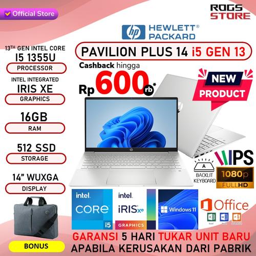 Promo HP PAVILION PLUS 14 CORE I5-1355U 16GB 512GB OHS 14.0 WUXGA IPS BLIT - PAKET ANTIGORES ...