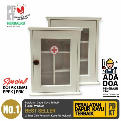 Jual Kotak Obat P3K Lemari Penyimpanan Obat PPPK First Aid Kit Kaca ...