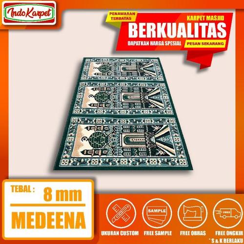 Jual Karpet Masjid Tebal 8mm Medeena Pergambar/ Perkotak / Karpet Sajadah / - Hijau Masjid ...