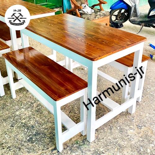 Jual Meja kantin meja resto meja makan Meja caffe Set kayu jati Belanda - kaki putih - Kota ...