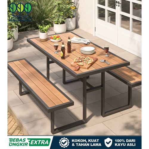 Jual Meja Piknik - Meja Outdoor - set Meja Taman 2 Bangku Panjang ...