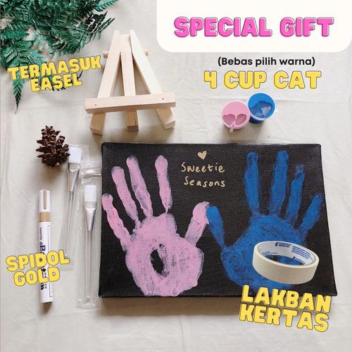 Promo [TERMASUK EASEL] DIY Handprint Painting Kit Canvas Hitam - 2 ...