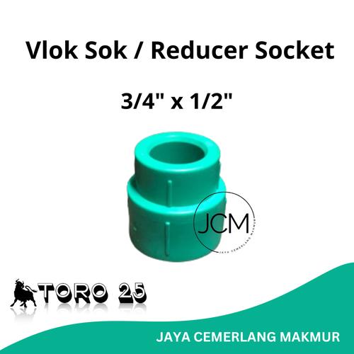 Jual Vlok Sok PPR Toro 3/4 x 1/2 Inch / Reducer Socket PPR Toro 25 x 20 ...