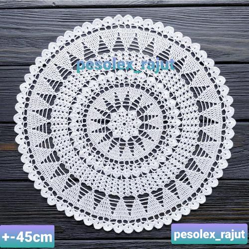 Jual taplak meja bulat rajut handmade - 035 - Cream, -+23cm - Kota ...
