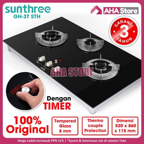 Promo Sunthree Built in Gas Hob Kompor Tanam 3 Tungku Timer GH-3T STH ...