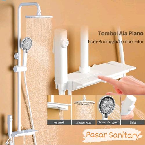 Jual PROMO SHOWER TIANG PANAS DINGIN WARNA PUTIH SHOWER SETT MIXER ...