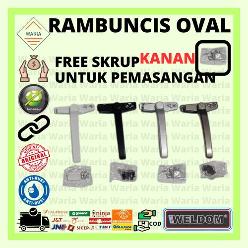 Jual rambuncis jendela lubang 4 /gagang jendela WELDOM - white kanan ...