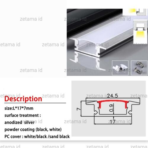 Jual Cover LED Strip Plafon / Cover LED Housing Aluminium LED 1 Meter ...