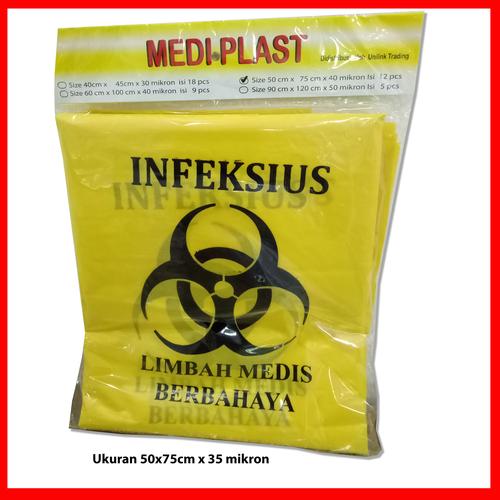 Jual Plastik Sampah Infeksius logo Limbah Medis Berbahaya 50 x 75cm ...