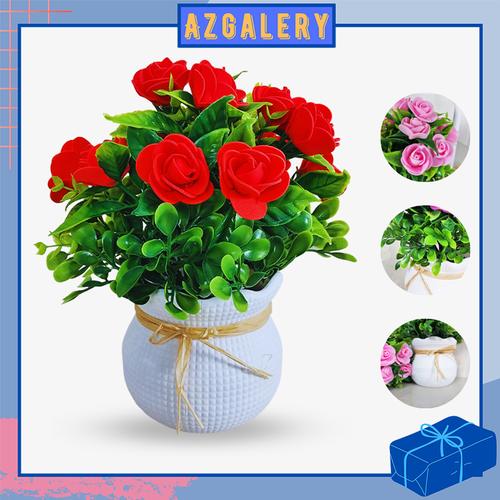 Promo Az Tanaman Hias Plastik Pot Bunga Mawar Mini Artificial Dekorasi ...