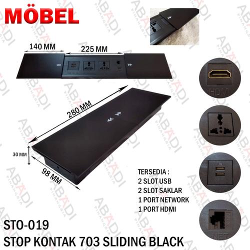 Jual Box Stop Kontak Sliding 3 Kaki USB HDMI NETWORK Meja Meeting Black ...