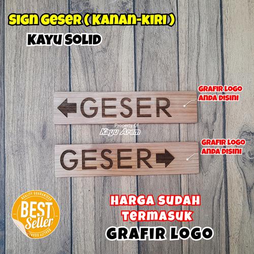 Promo Signage Geser Kanan Kiri Kayu / Tulisan Sign Tanda Pintu Custom ...