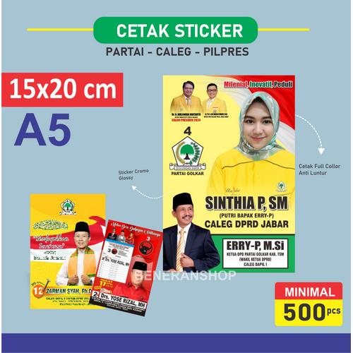 Jual Cetak Sticker Caleg 15x20 cm - Stiker Partai Kampanye Pemilu ...