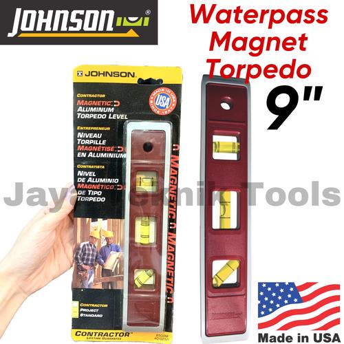 Jual Waterpass Magnet Torpedo Johnson 9 inch USA 3 vial Aluminum Level ...