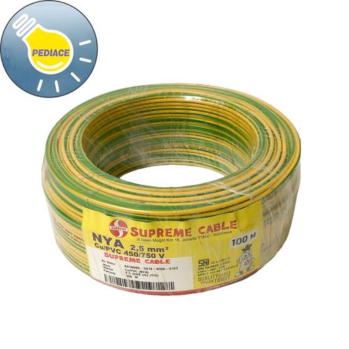Jual Kabel Tunggal Kawat NYA 2.5mm SUPREME Warna Kuning Hijau 1 Roll ...