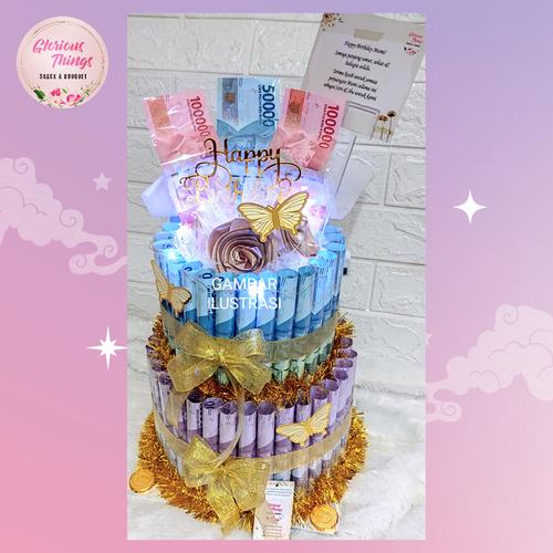 Jual Money cake uang kue 2 susun tier tingkat hadiah ultah anniv wisuda ...