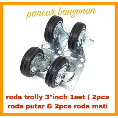 Jual Roda Etalase 3" Hidup dan Mati/Roda Trolley/Roda Karet/Roda ...