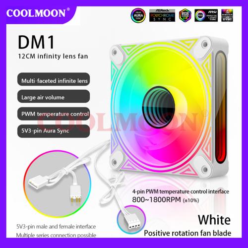 Jual FAN CASING 12CM ARGB PWM COOLMOON DRAGON MIROR DM1 - Putih, 4FAN ...