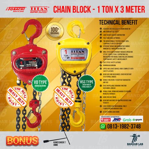 Jual Chain Block 1 Ton 3 Meter - Takel 1 Ton 3 Meter by Itobachi FREE ...