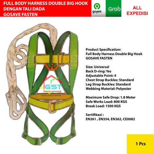 Jual full body harness double big hook fasten plus tali dada/tali ...