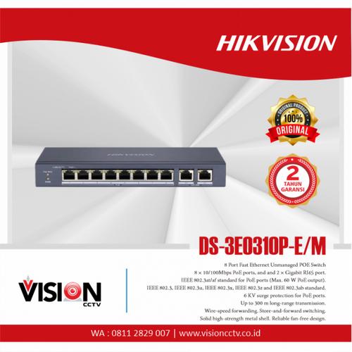 Jual SWITCH POE HIKVISION 8 PORT + 2 UPLINK / HIKVISION DS-3E0310P-E/M ...