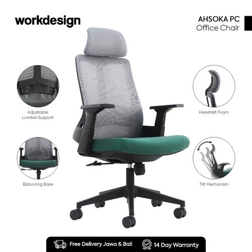 Promo Workdesign - Ahsoka PC Kursi Kantor / Kursi Kerja Ergonomis - D Grey-B Green Cicil 0% 3x ...