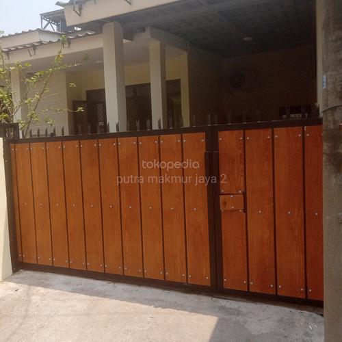 Jual pagar dorong minimalis kombinasi woodplank/grc - Kota Bekasi ...