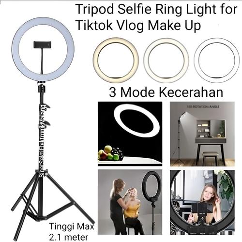 Jual Lampu Ring Light Led Tripod Tiktok Live Vlog Make Up 26 Cm ...