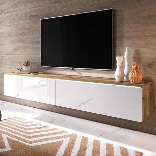 Jual Rak tv gantung meja minimalis ukuran 140x30x20cm - coklat putih ...
