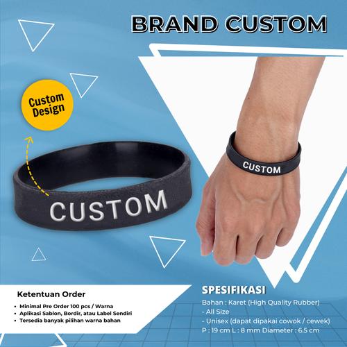 Promo Custom Gelang Karet Pria Bracelet Cowok Tulisan Nama Huruf Gambar ...