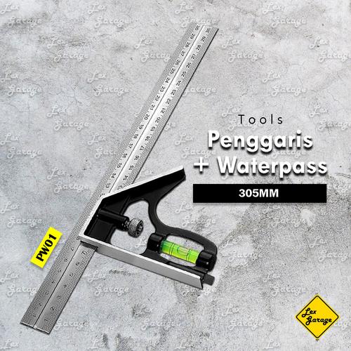 Promo Waterpass Laser Level Meteran Penggaris Siku Besi Stainless ...