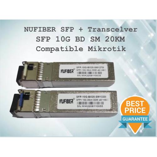 Jual NUFIBER SFP+ Transcelver SFP 10G BD SM 20km Compatible Mikrotik ...