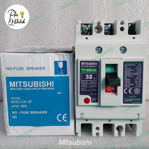 Jual MCCB NFB Breaker Mitsubishi NF63-CW 3P 32A NF63 CW 32A - 32A ...