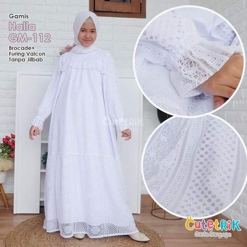 Jual gamis putih Halla cutetrik terbaru anak dan remaja - Putih, 8-9 ...