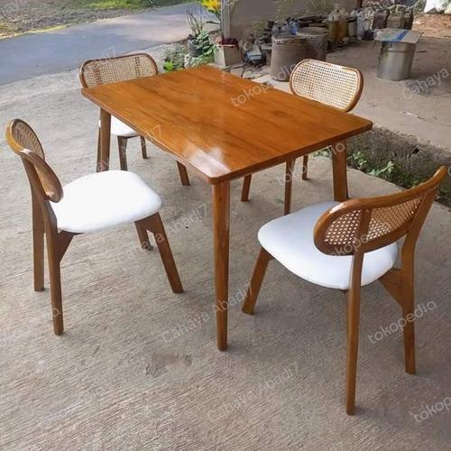 Jual Meja makan set 4 kursi minimalis , set meja makan cafe retro kayu jati - Kab. Jepara ...