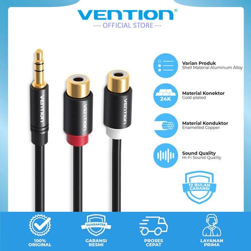 Jual Vention Kabel Aux Audio 3.5mm to 2 RCA Splitter Audio Jack RCA ...